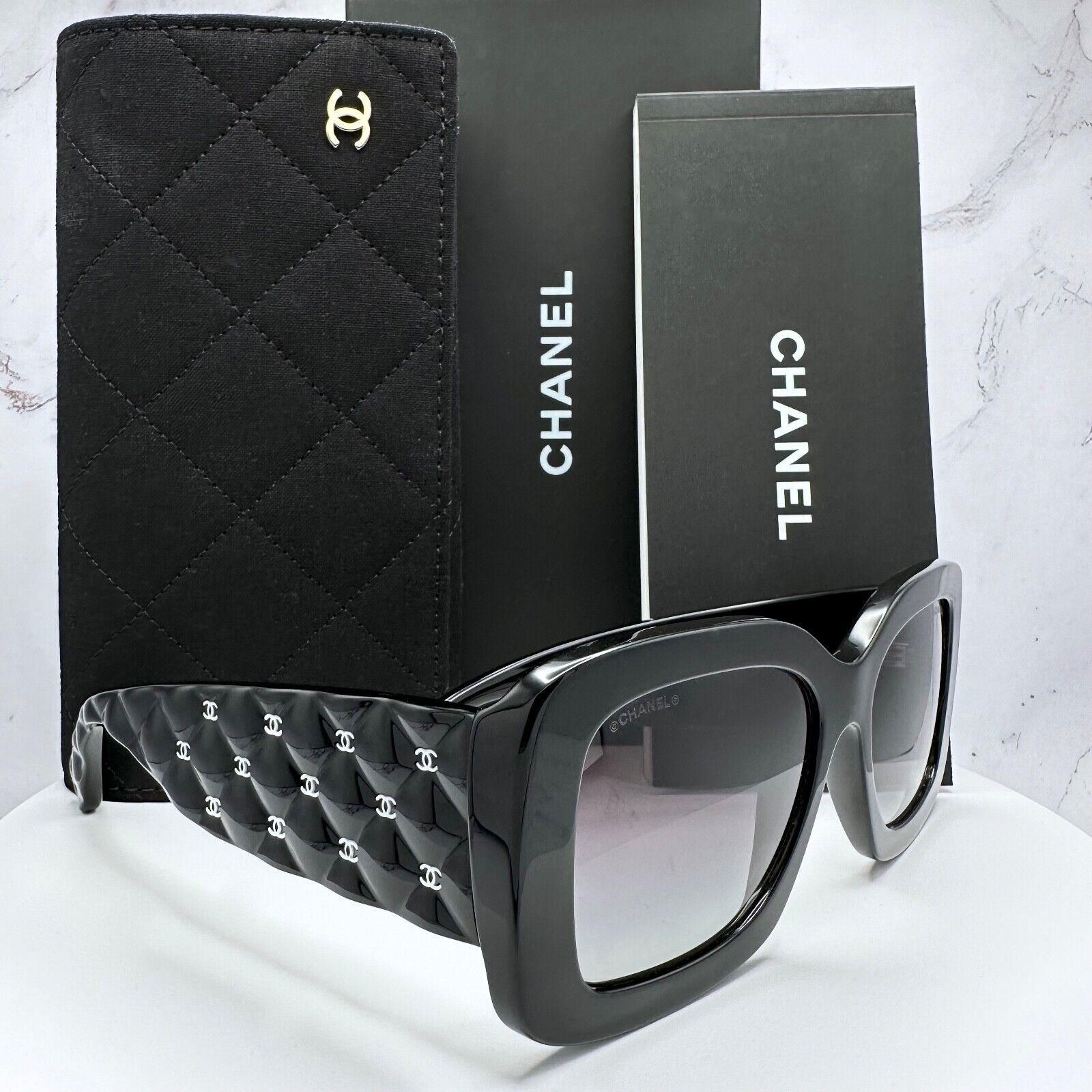Chanel Sunglasses Black Quilted Runway White CC Logos Chanel Sunglasses Black Quilted Runway White CC Logos