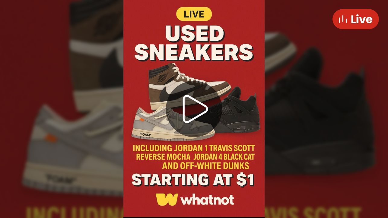 sneakerhaven_tx is live · Sneakers · $1 Starts, Used, Jordan · Whatnot ...
