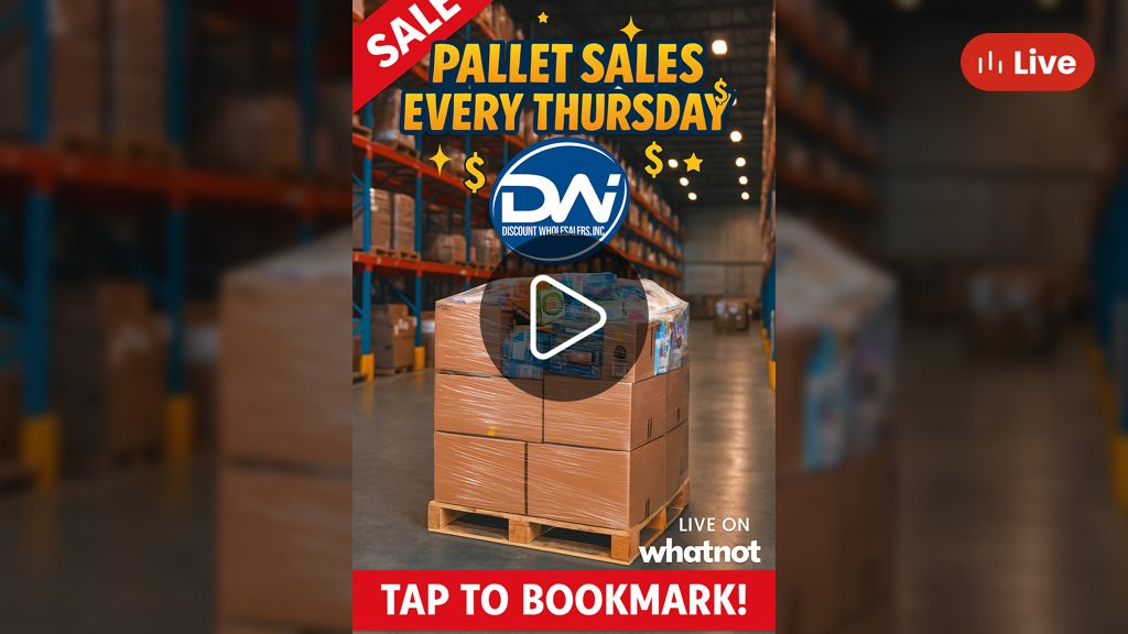 discountwholesalers is live · Pallets · $1 Starts, Wholesale/Lots, Reseller Bundles · Whatnot ...