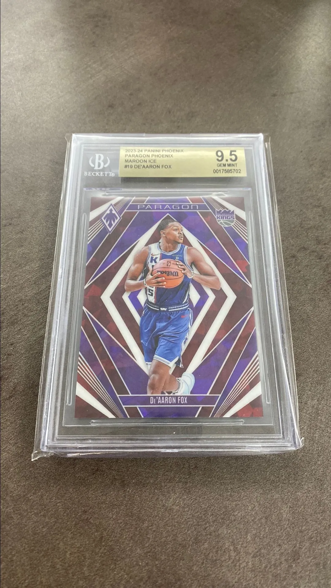 Deaaron Fox 2023-24 Phoenix Maroon Ice Paragon 47/275 BGS 9.5 Kings ...