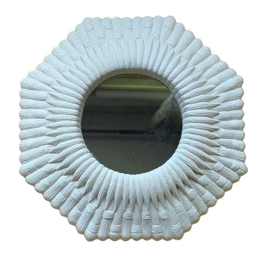 Vintage HOMCO 7" Mirror Faux Wicker/Rattan Hexagonal 1970s Cottage Wall ...