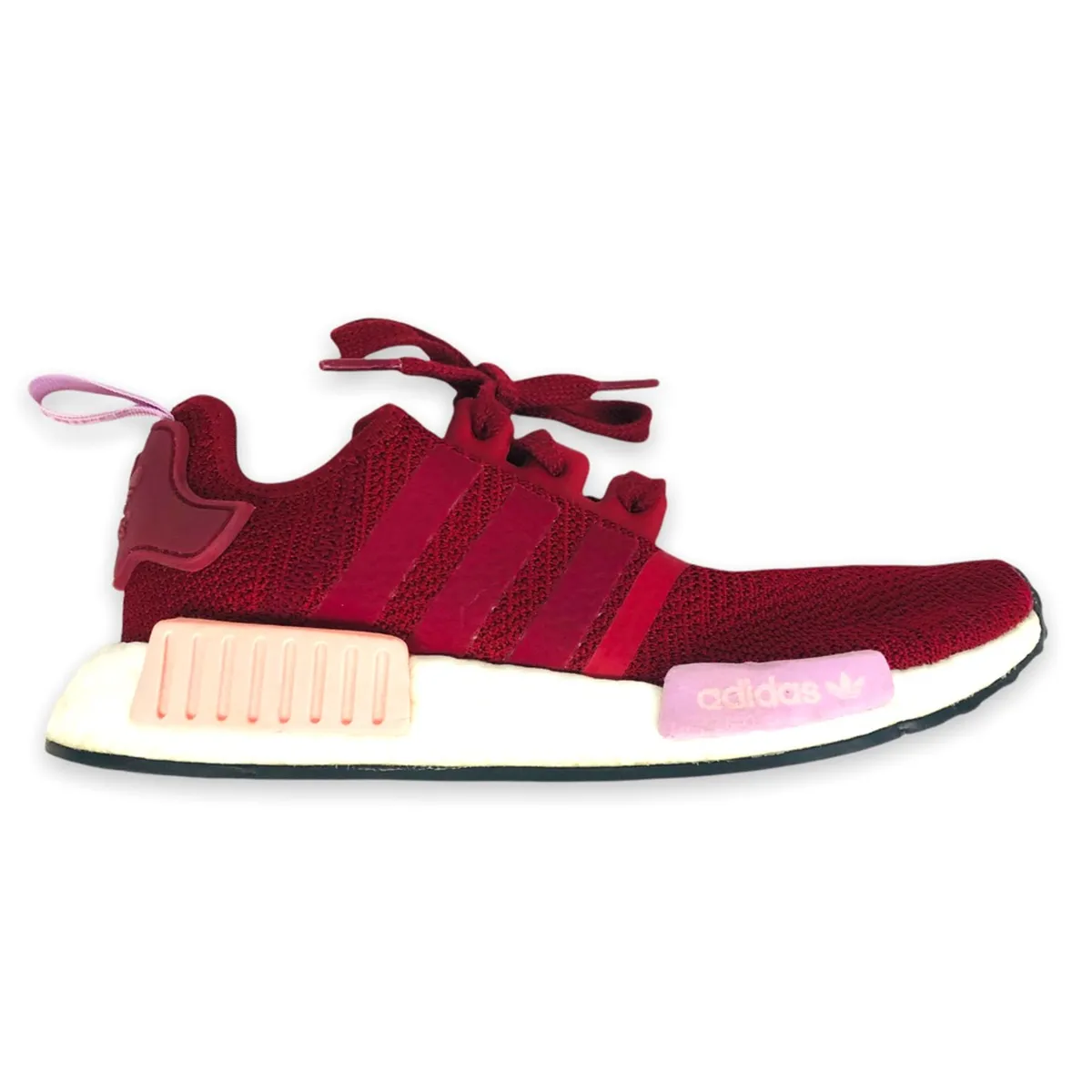 Adidas Nmd R1 Shoes Womens 5 Training Maroon Red White B37646 Low Lace ...