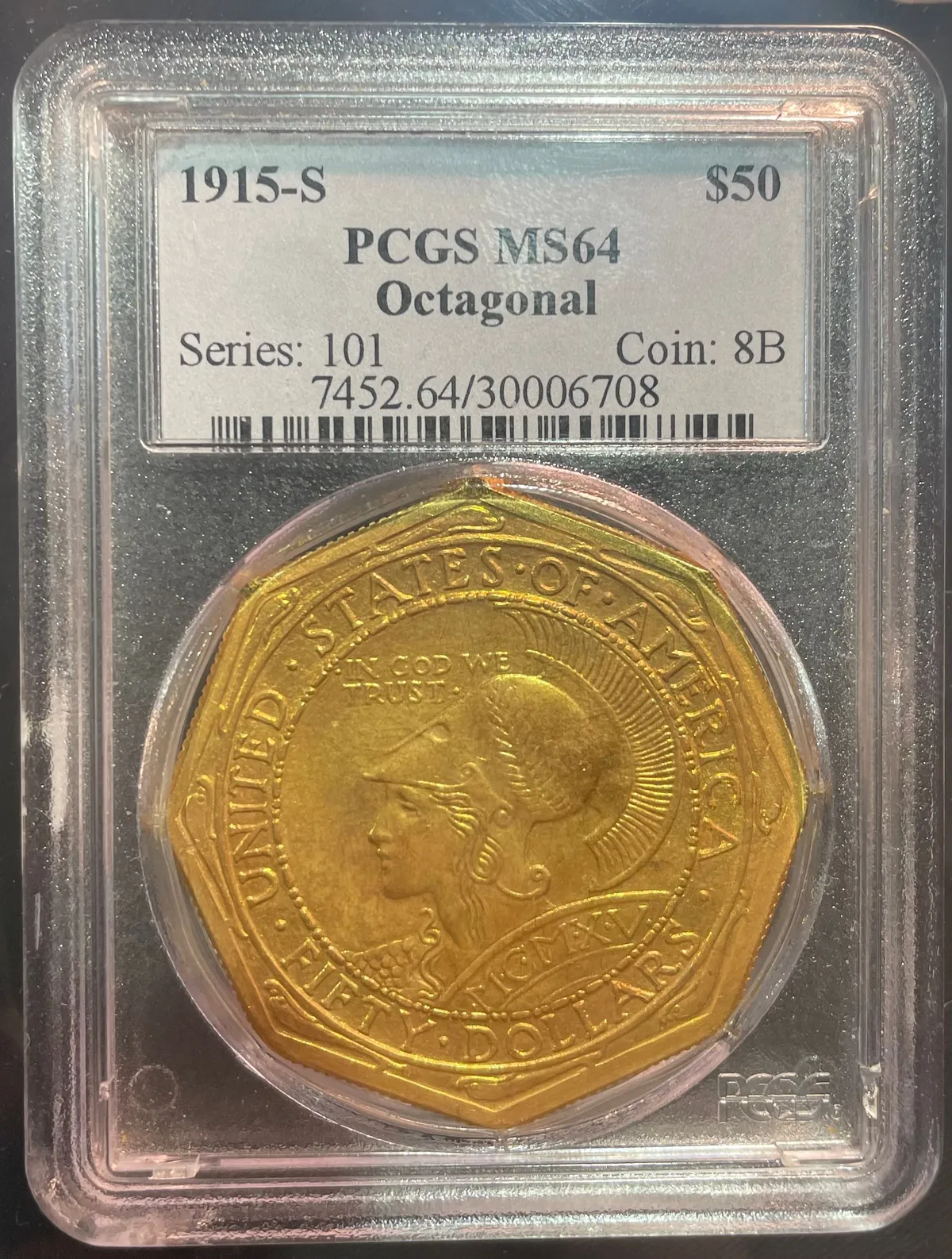1915- S Panama-Pacific Octagonal $50 gold slug PCGS MS64 · Whatnot: Buy, Sell & Go Live