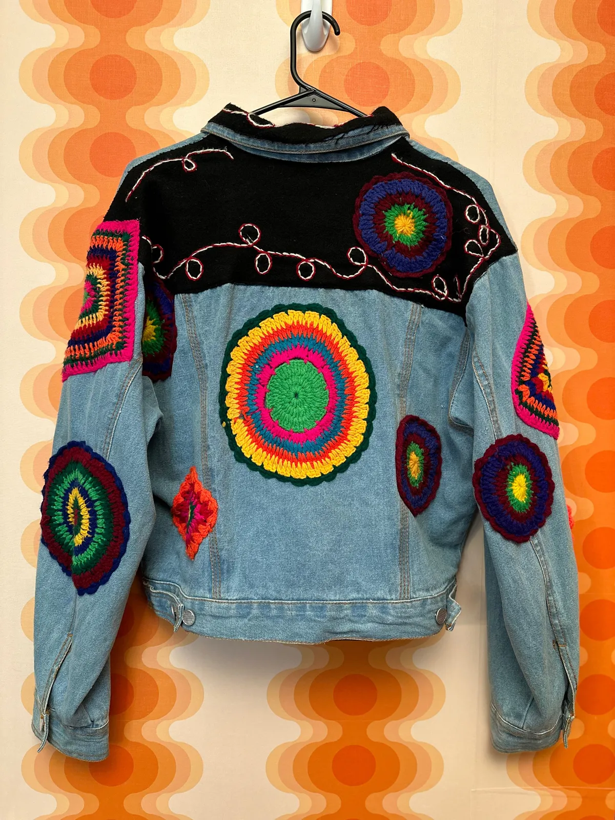 80s Custom Embroidered Patch work Jean Jacket Size Large · Whatnot: Buy ...