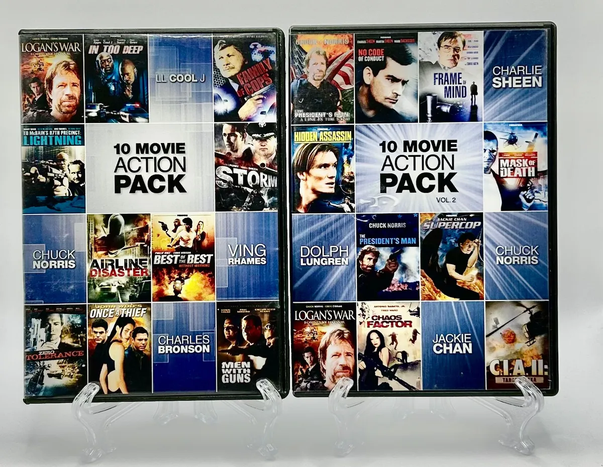 10-Movie Action Pack, Vol. 1-2 [4-Disc Set] (DVD, 2011) TESTED/WORKING ...