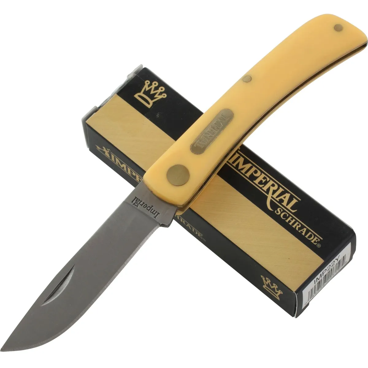 Schrade Imperial Yellow Handle Sodbuster Folding Pocket Knife · Whatnot ...