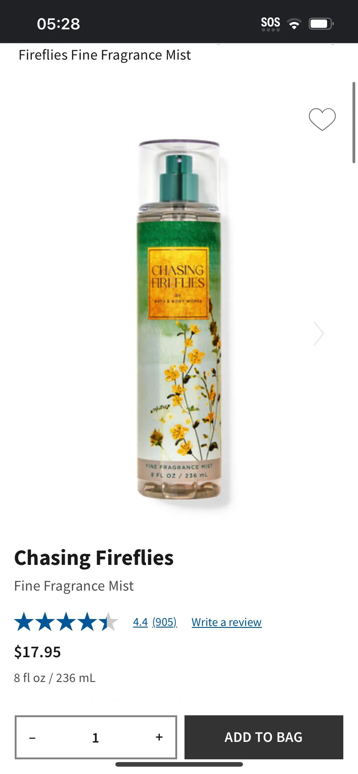 $17.95 Bath and Body Works Chasing Fireflies Fine Fragrance Mist 8 Fl ...