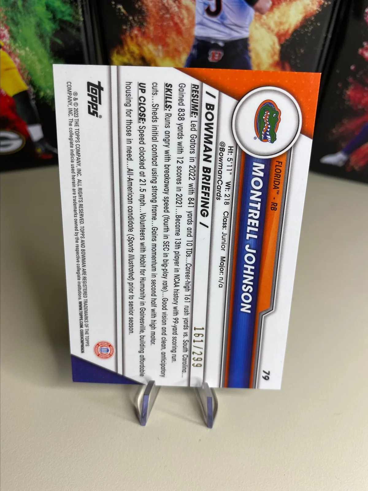 Montrell Johnson 2023 Bowman University Chrome #79 Aqua Refractor 161/ ...