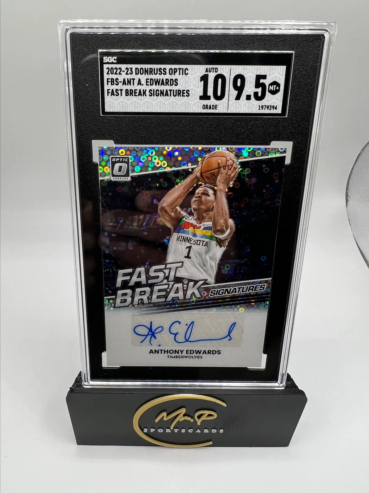 2022-23 Donruss Optic Anthony Edwards Auto SGC Fast Break Sigs. 9.5 ...