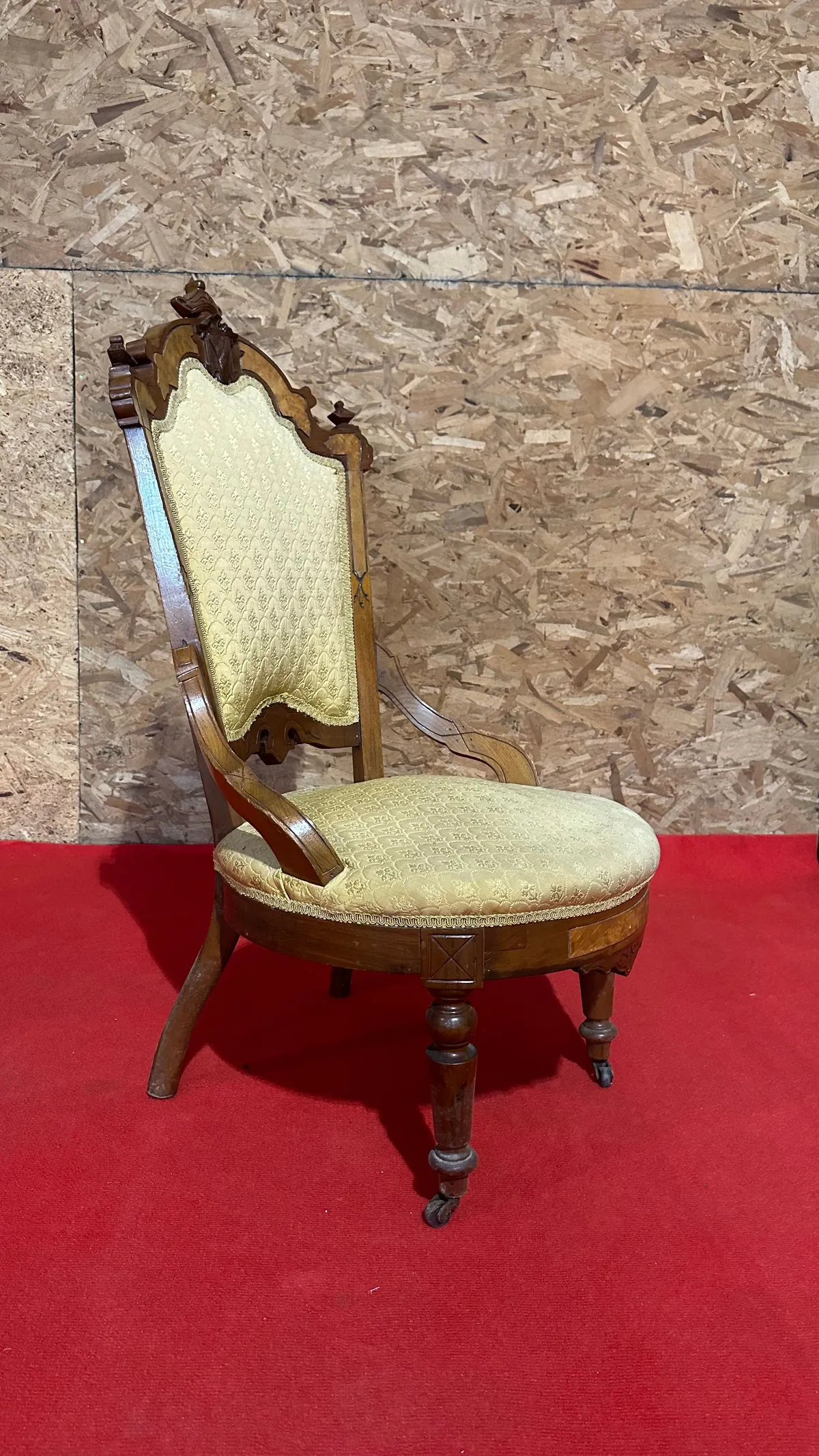 015 CHAIR - lemon yellow silk Victorian · Whatnot: Buy, Sell & Go Live