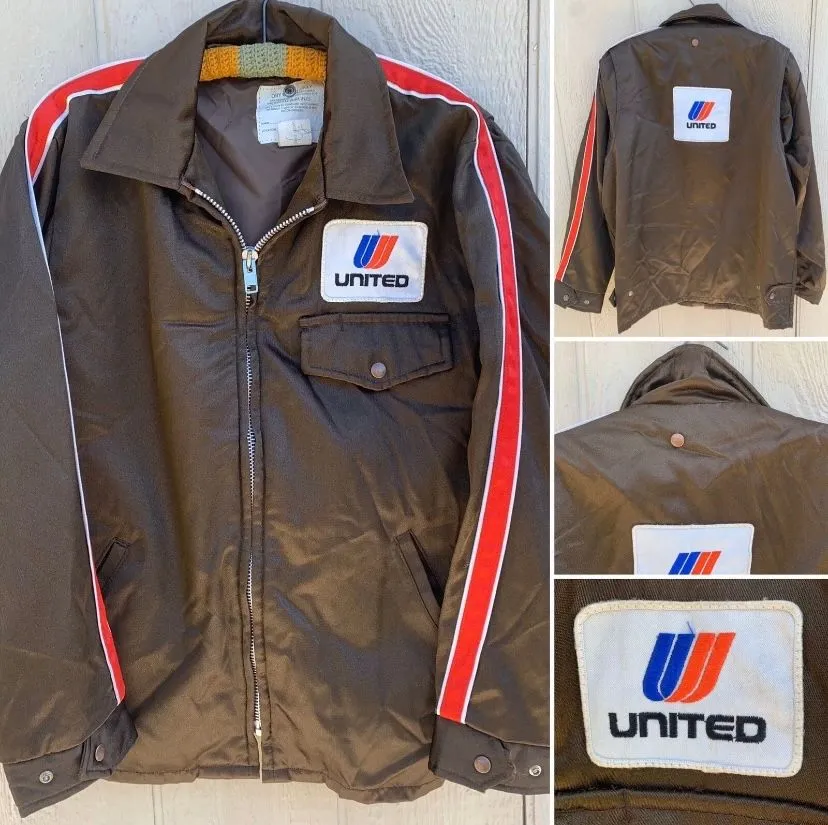 Vintage United Airlines Jacket YKK Metal Zipper Union Made Logo Patch ...