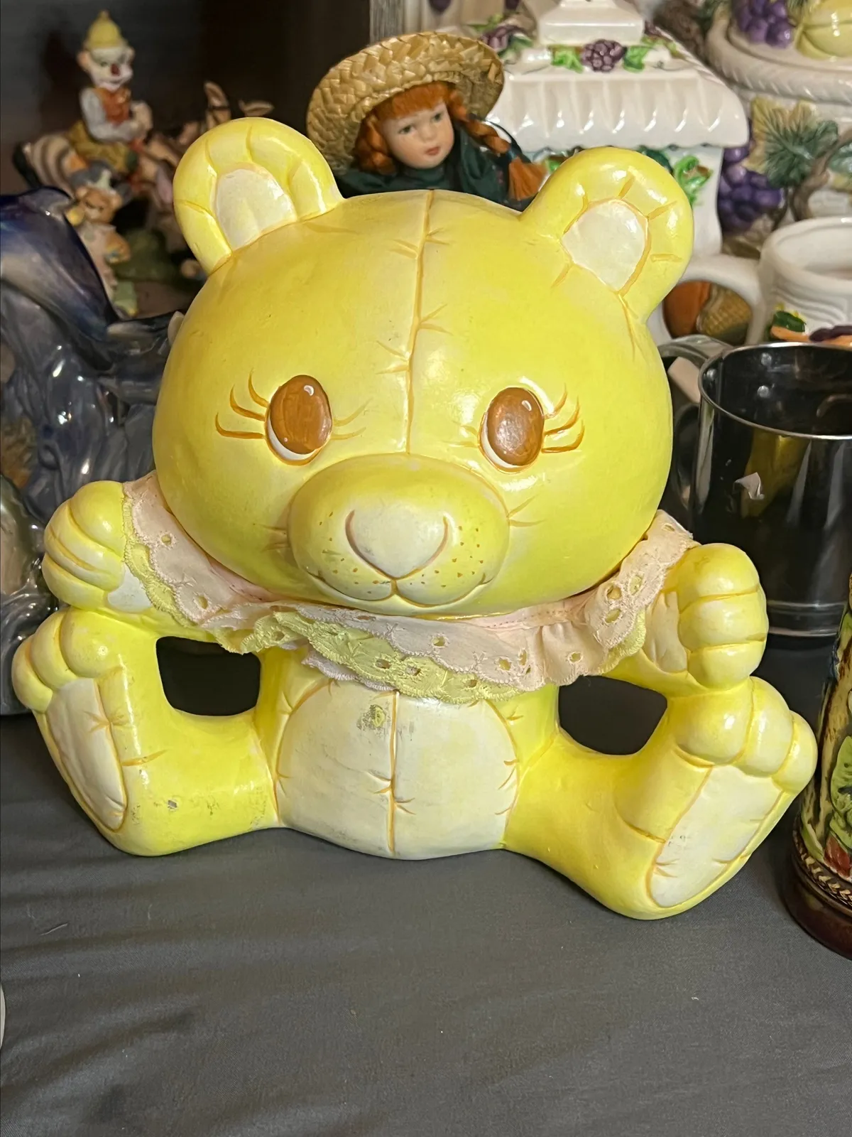 Unique yellow painted porcelain bear unbranded approx 8"tall · Whatnot ...