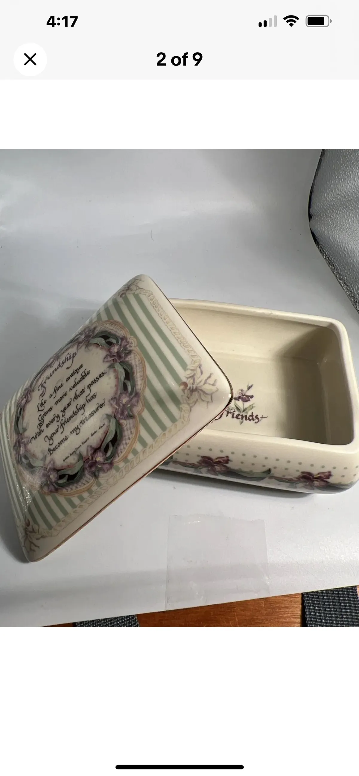 Vtg Audrey Jeanne's Expressions Friendship Trinket Box Purple Iris ...