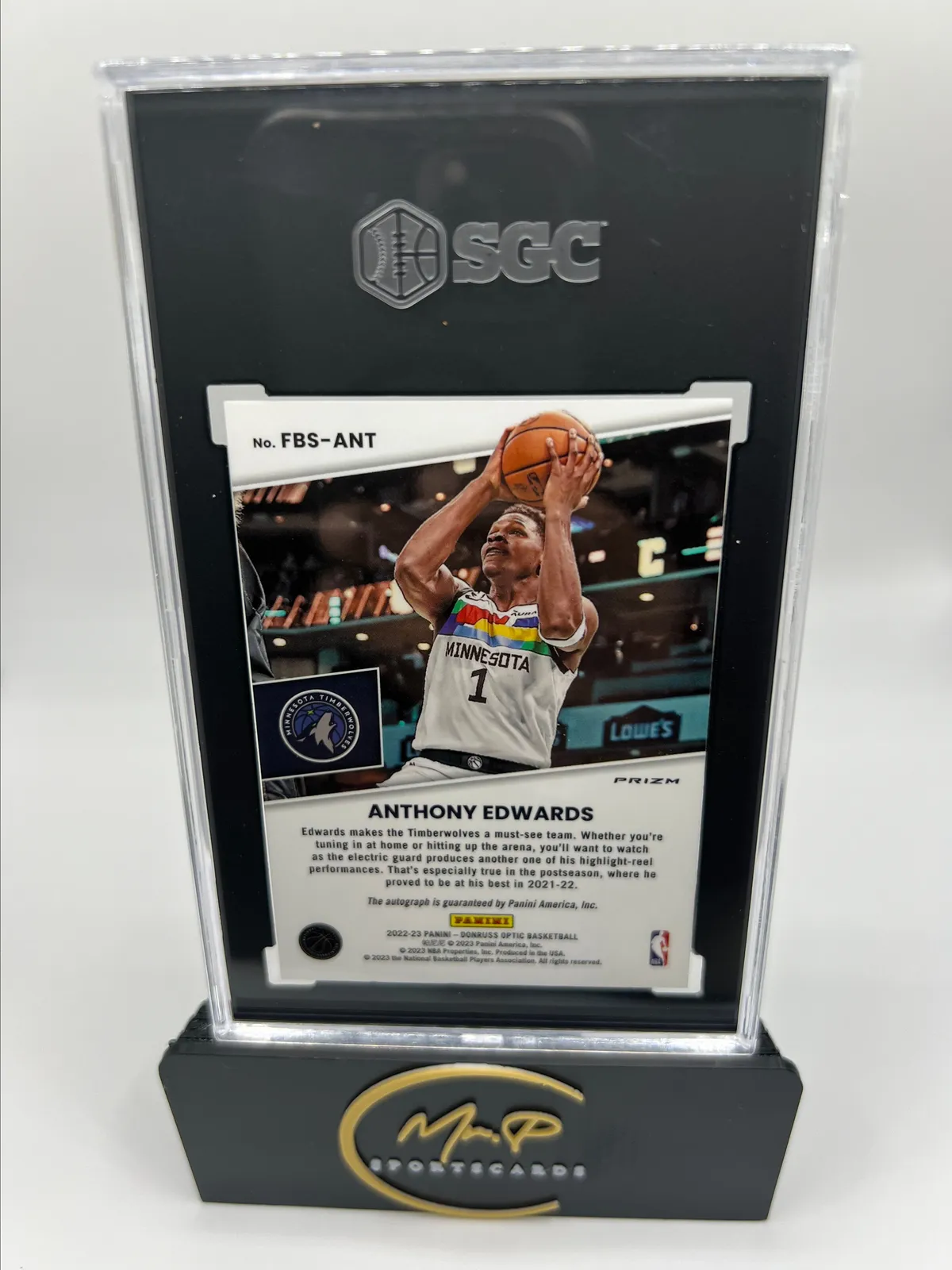 2022-23 Donruss Optic Anthony Edwards Auto SGC Fast Break Sigs. 9.5 ...