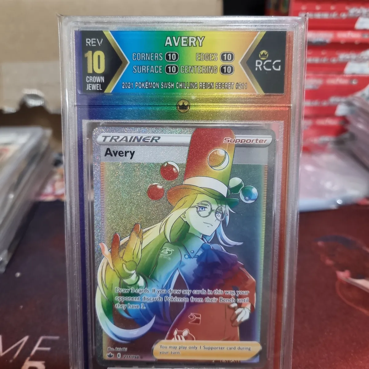 2021 Pokémon SWSH Chilling Reign Secret Avery #211 RCG 10 Crown Jewel ...