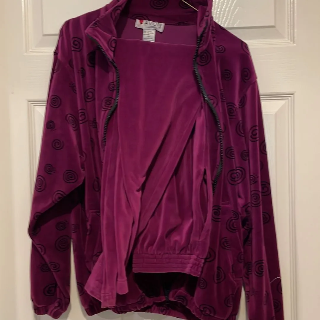 #18 Vintage Avon size M velour purple jogging suit, cotton and ...