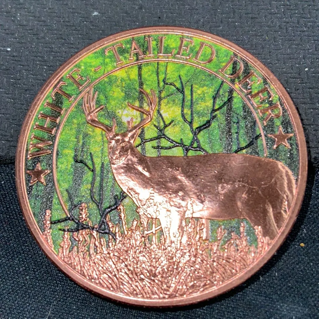 White Tailed Deer American Hunting 1 Ounce .999 Fine Copper Round ...