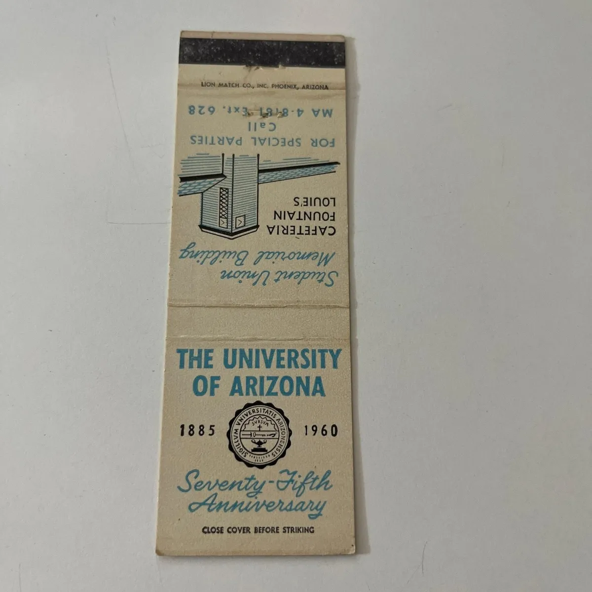 The University Of Arizona Student Union Building Vintage Matchbook ...