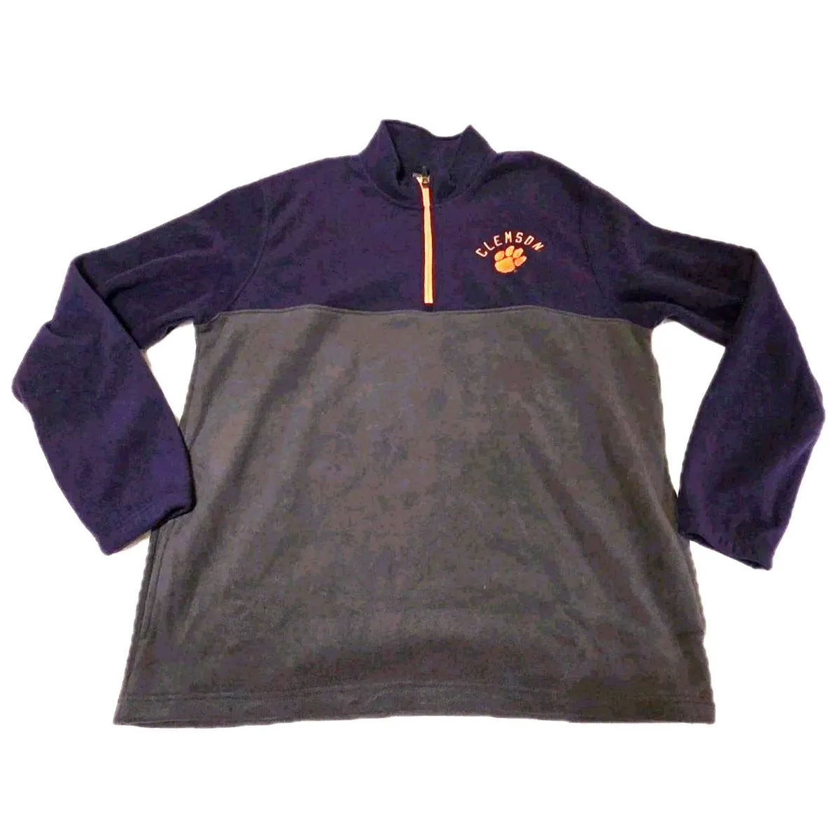 Mens XL Clemson Tigers Purple Orange Fleece 1/4 Zip Pullover College ...