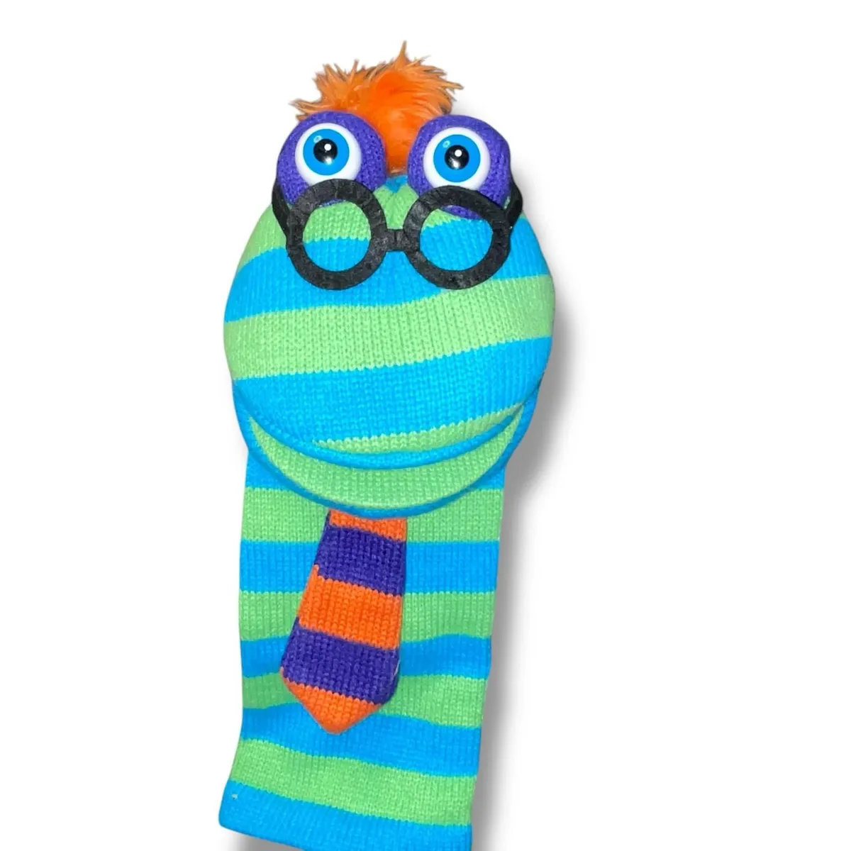 Puppet Company Sock Dylan Glasses Hand Fuzzy Hair Antenna Nursery Decor ...