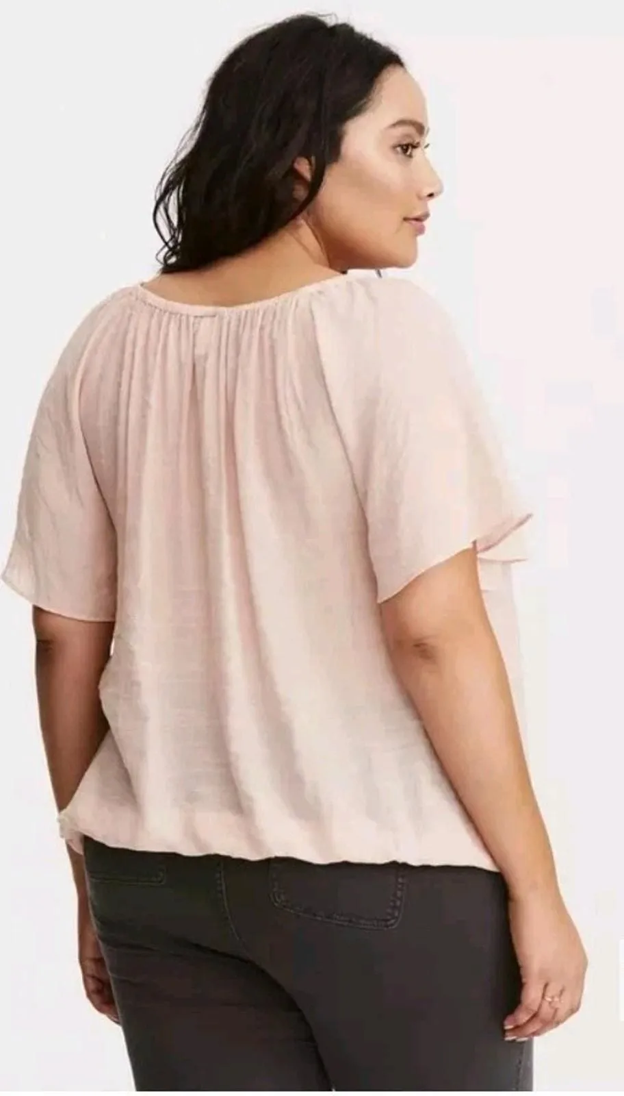 Torrid Boho Blouse 1X Pink Flutter Sleeve Top Feminine Cottagecore EUC ...