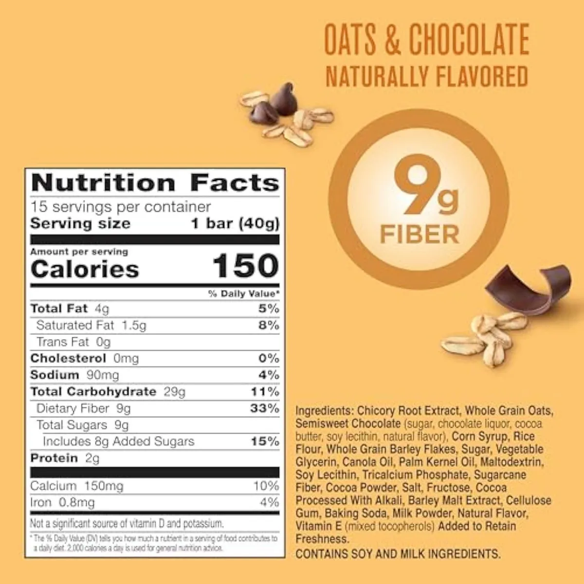 Chewy Bars, Oats And Chocolate, Fiber Snacks, Mega Pack, 15 Ct, 21.2 Oz ...