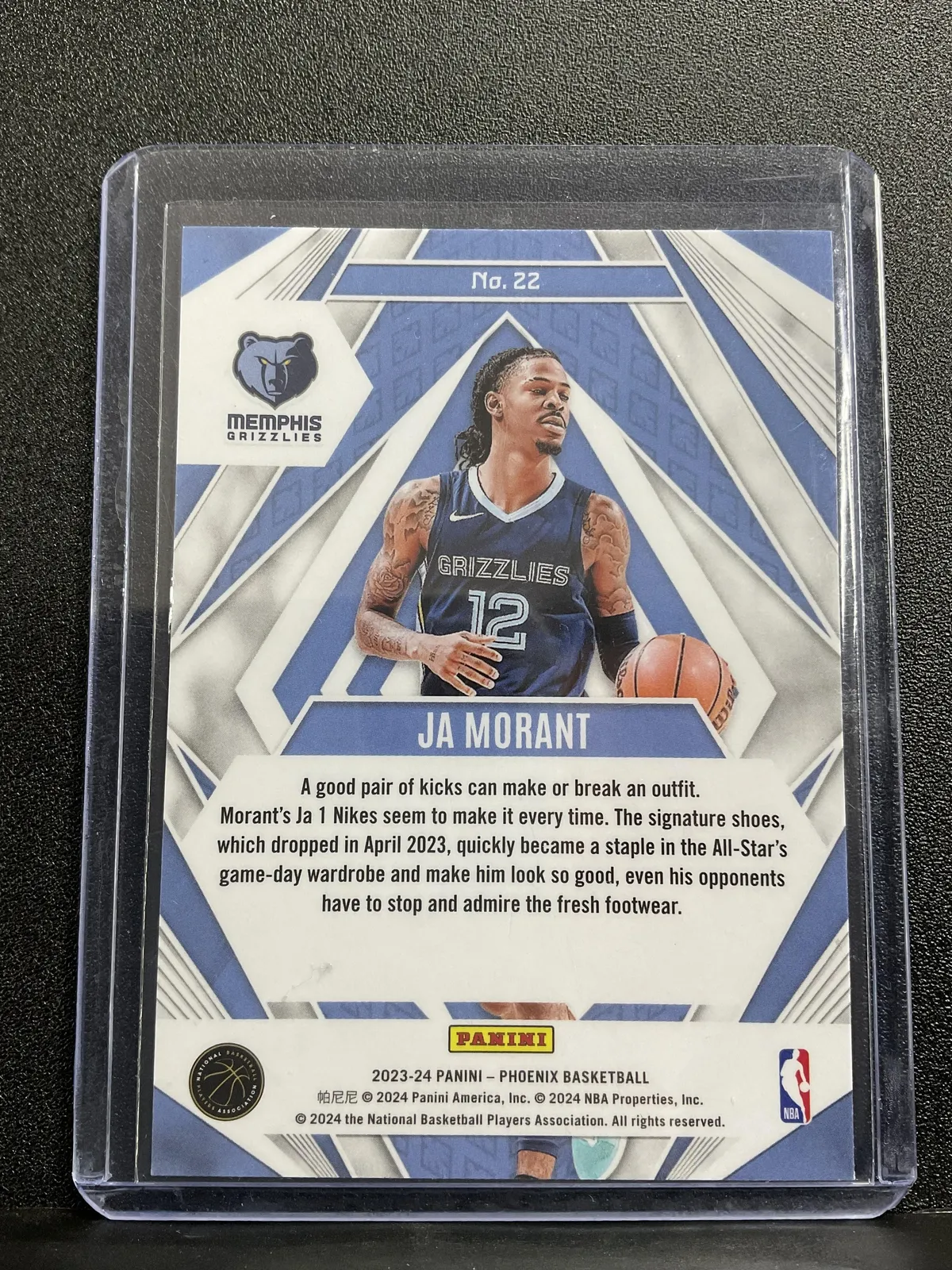2023-24 Panini Phoenix Ja Morant #22 Paragon Teal Lazer Grizzlies ...