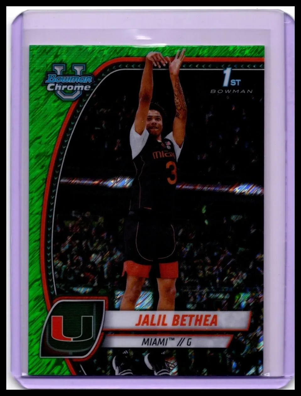 2024-25 Bowman University Chrome #28 Jalil Bethea Green Shimmer ...