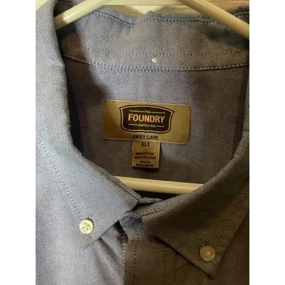 Foundry Supply Co. Easy Care Blue Short Sleeve Button Mens Shirt. XLT ...
