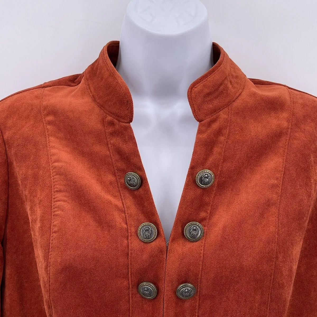 Roz & Ali Sz S Burnt Orange Military Style Blazer Jacket Slightly ...