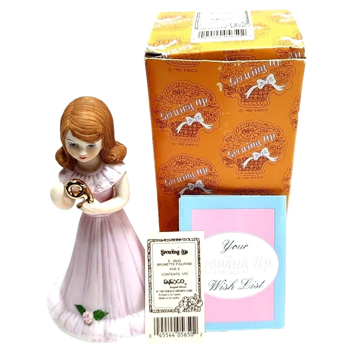 Vintage 1982 Enesco Growing Up Birthday Girls Figurine Brunette Age 9 E ...