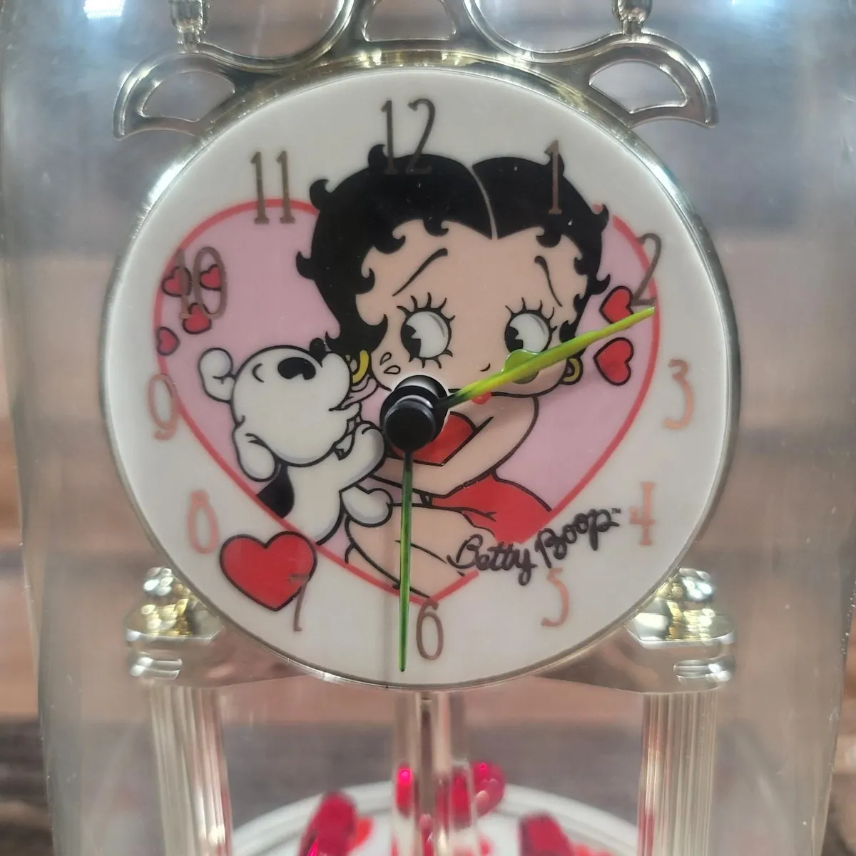 Betty Boop And Puppy Porcelain Anniversary Clock With Glass Dome ...