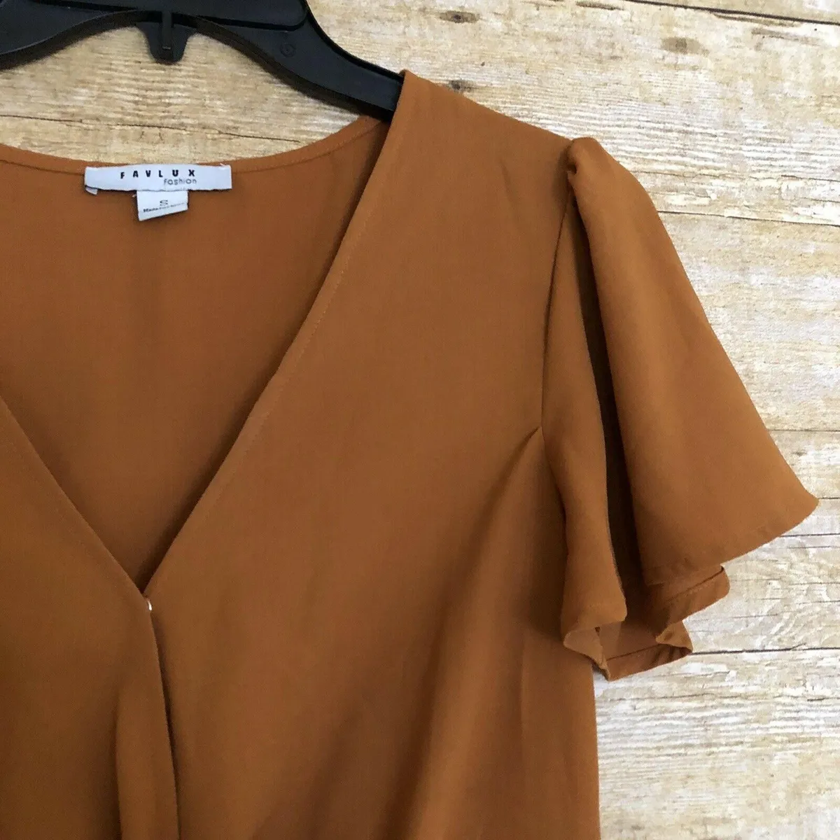 Favlux Mustard Yellow Knot Front Short Sleeve Blouse - Size Small - V ...