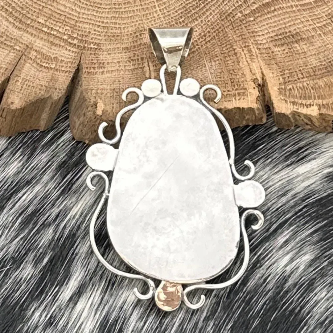 1960s Native American NAVAJO Sterling Turquoise Coral Shadowbox Pendant ...