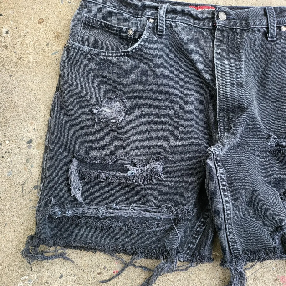 Arizona Cut Off Shorts Size 36 Distressed Black Jorts Faded Denim Jean ...