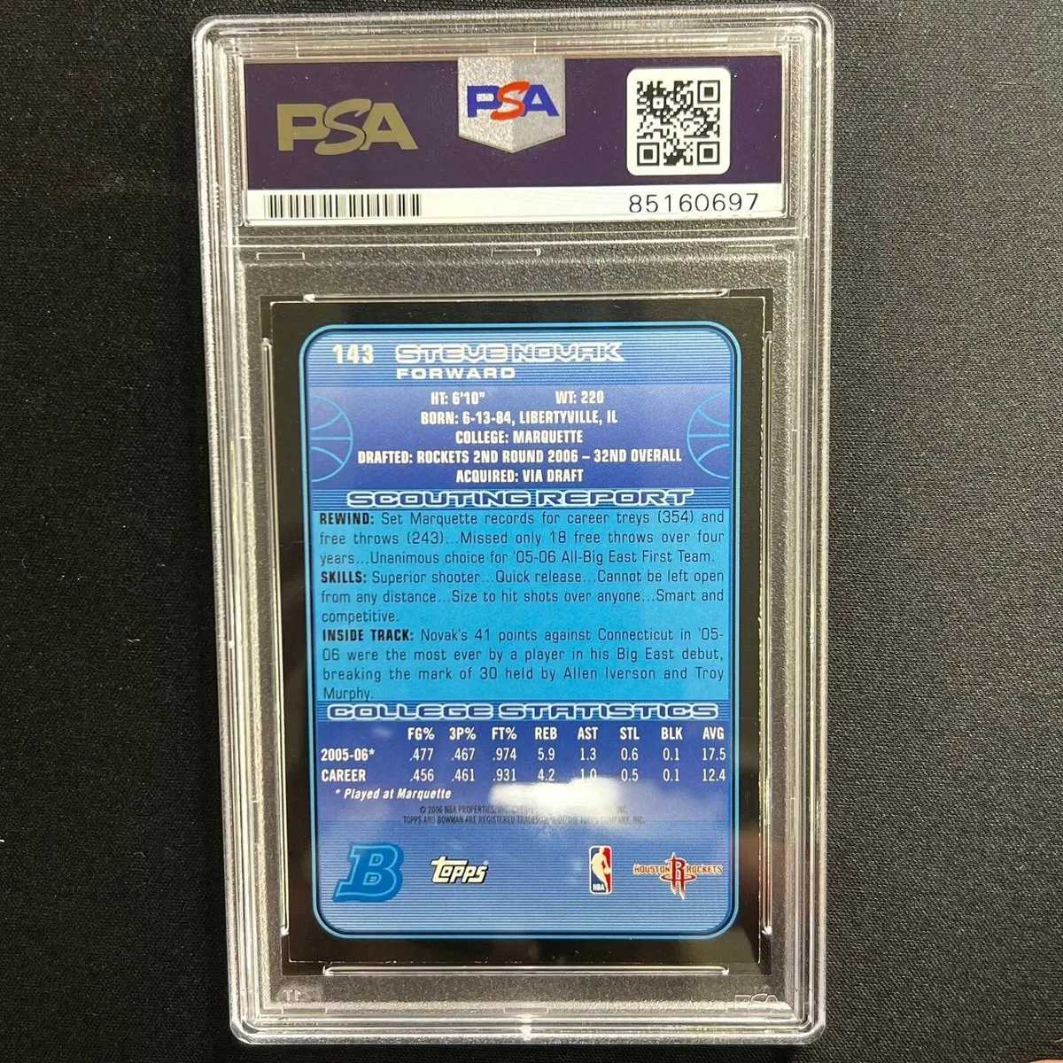 2006-07 TOPPS #143 STEVE NOVAK Signed Card PSA AUTO 10 GRADE 10 Slabbed ...