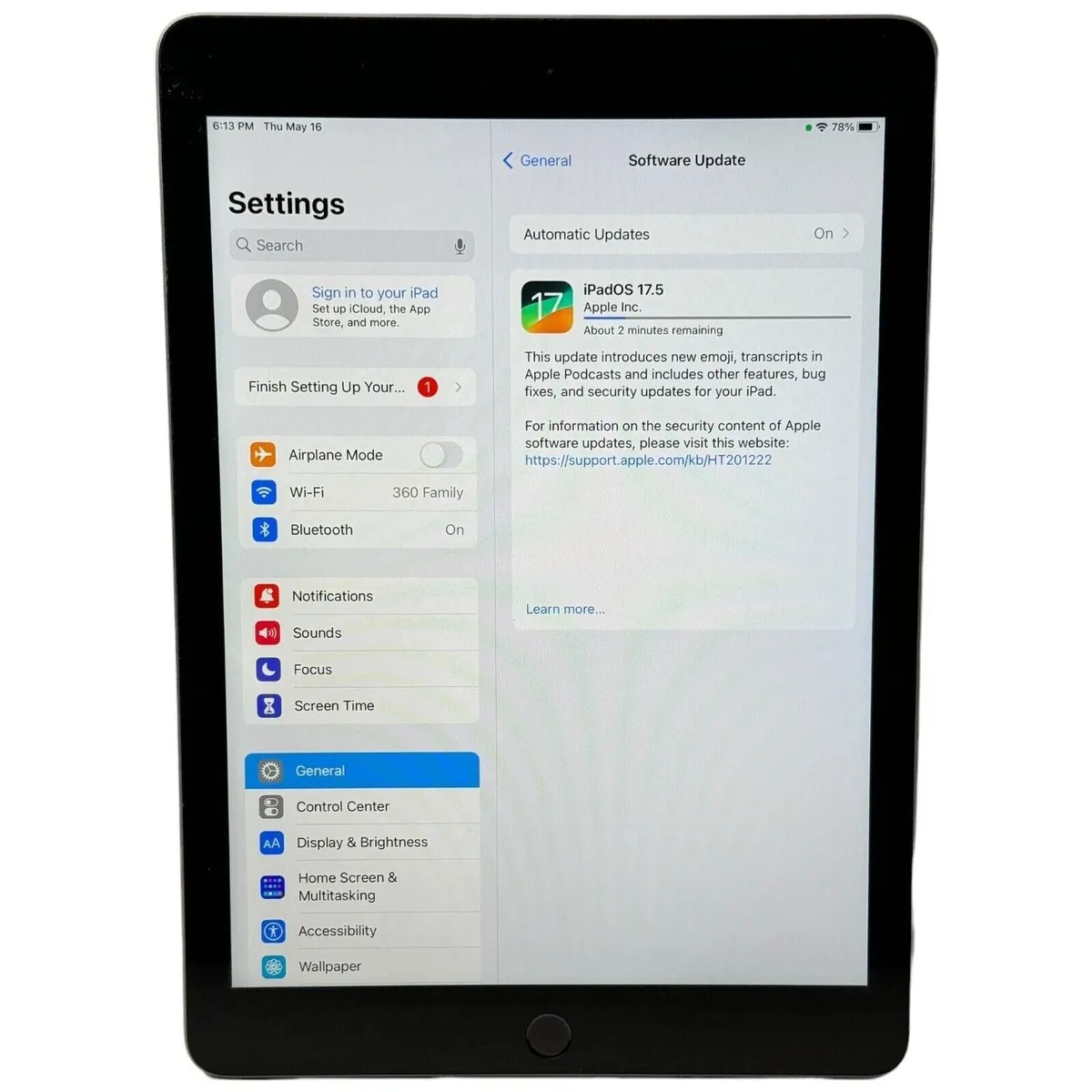 Apple iPad 6th Generation A1893 32GB Wi-Fi 9.7in Space Gray- Good Cond ...