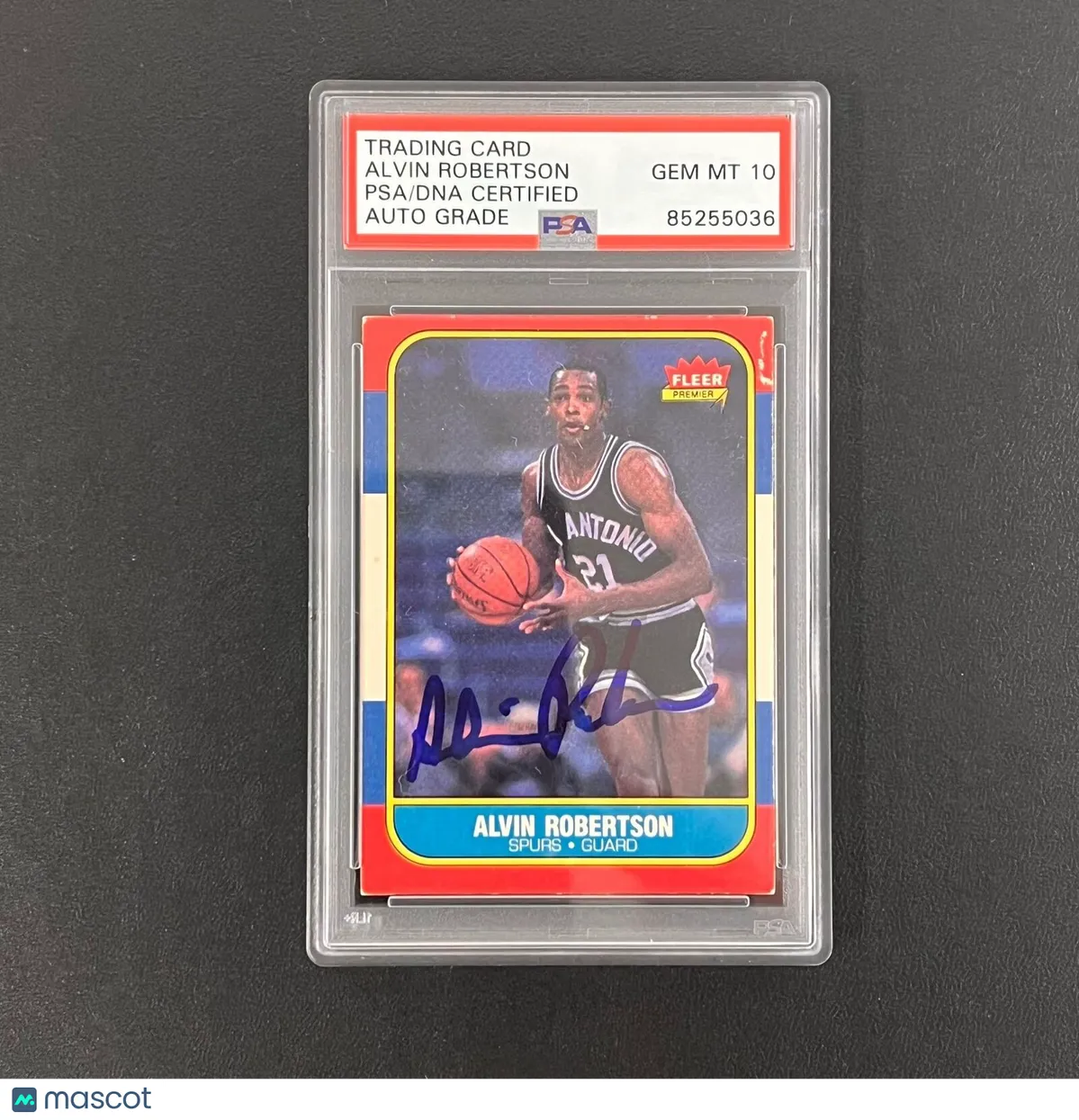 1986 Fleer #92 Alvin Robertson Signed Card AUTO 10 PSA Slabbed Spurs ...