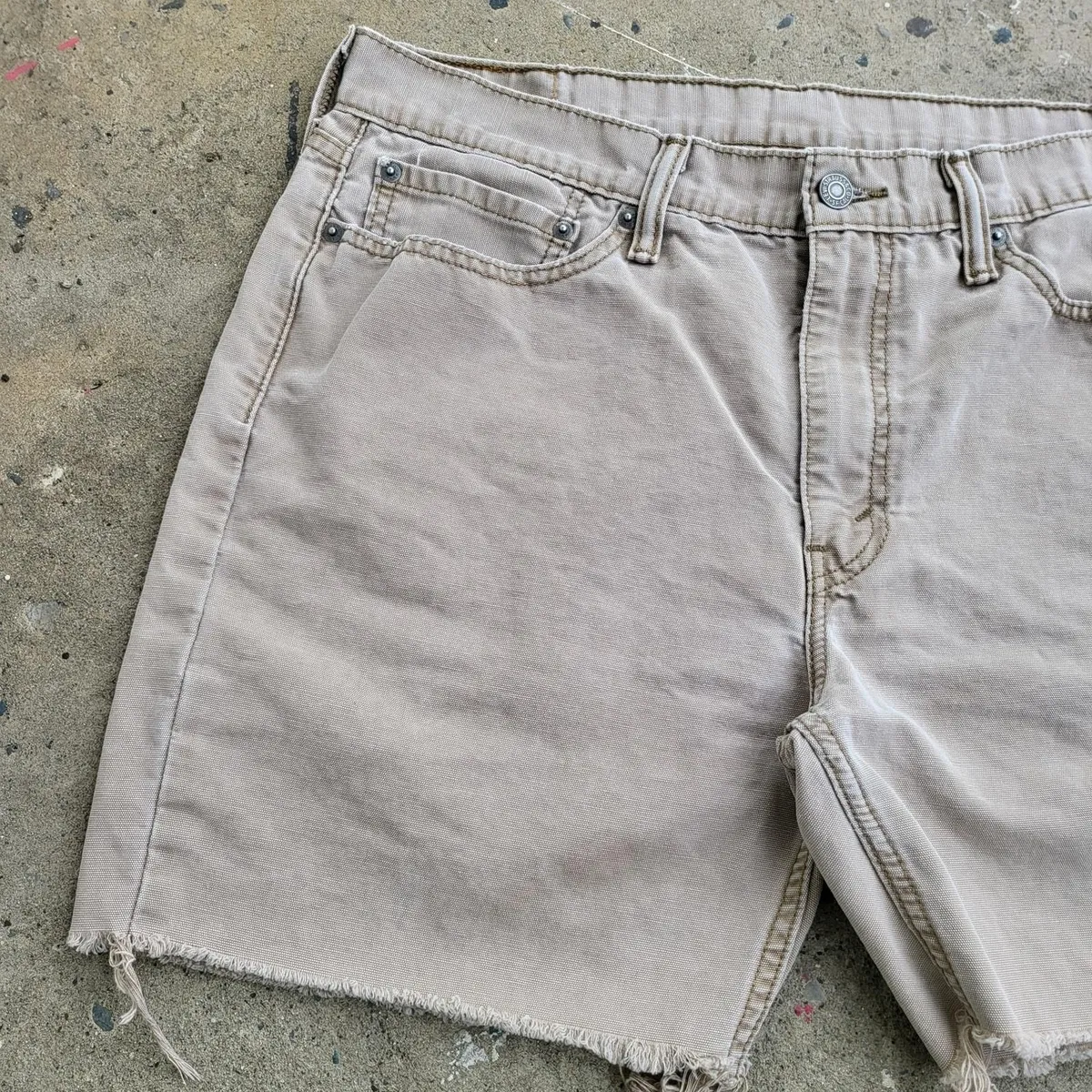 Levi's Cut Off Shorts Size 35 Brown Faded Denim Bermuda Jorts Grunge 6 ...