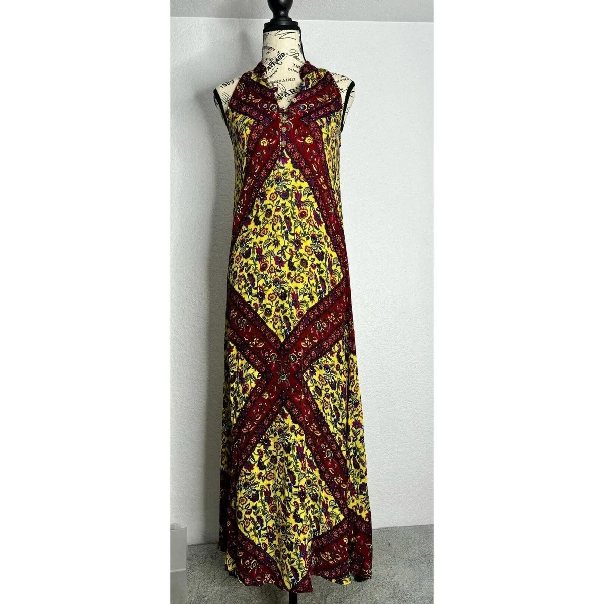 Raga Anthropologie Women's Long Dress XSmall Yellow Red Pink Floral Boho Style · Whatnot: Buy ...