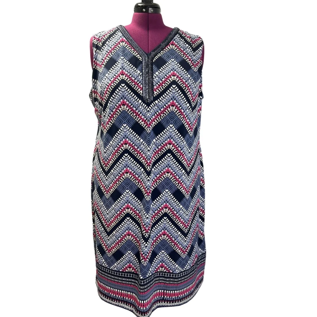 JM Collection Womens Plus Size 3X Sleeveless Beaded Chevron Stripe ...