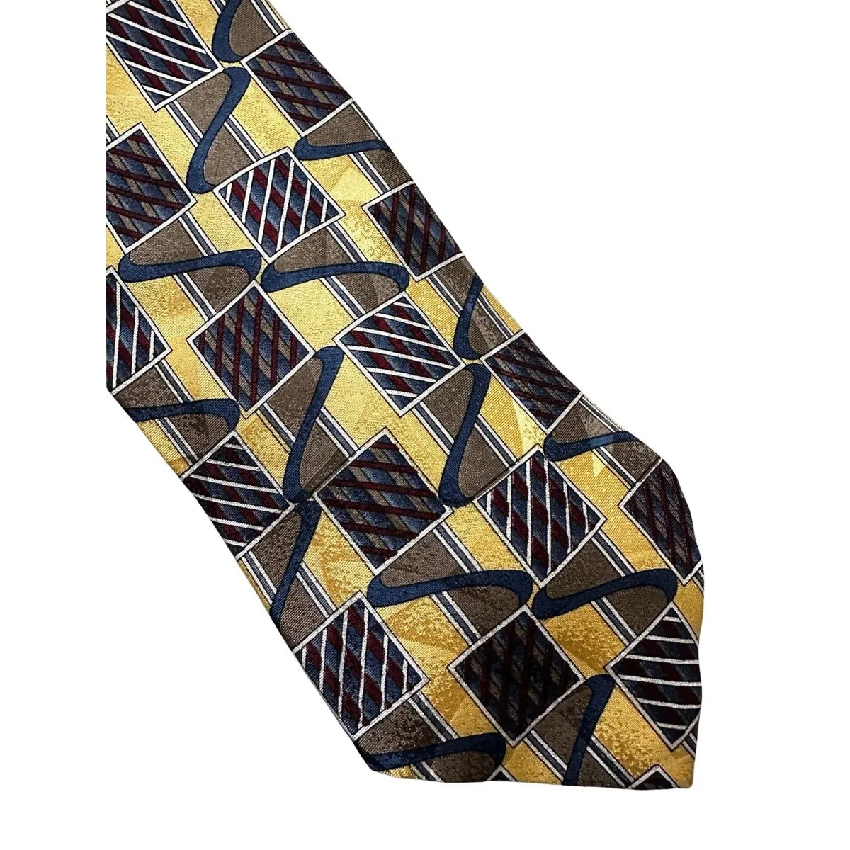 Vintage Stanley Blacker Yellow Geometric Silk Necktie · Whatnot: Buy ...
