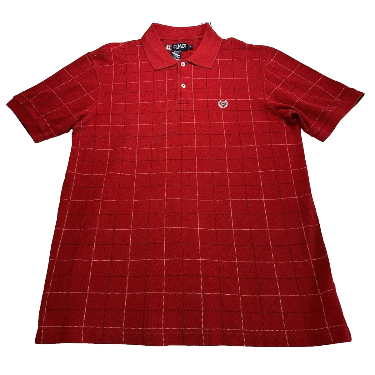Chaps Ralph Lauren Polo Cotton, Men's Medium Red Box Check w/White ...