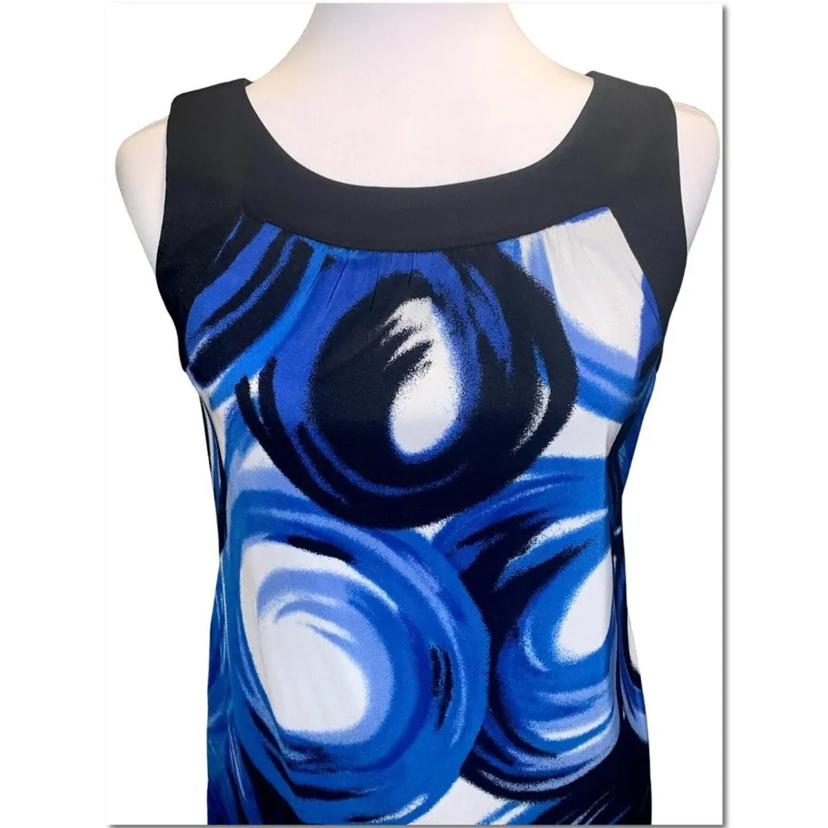 AB Studio Black White and Blue Sleeveless Dress Cocktail Dress Size 2 ...