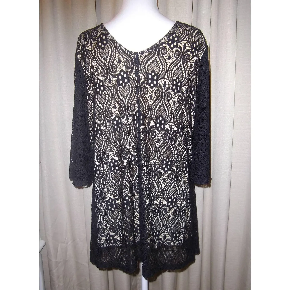 Misha Brand Black Lace with Beige Lining 3/4 Sleeve Blouse · Whatnot ...