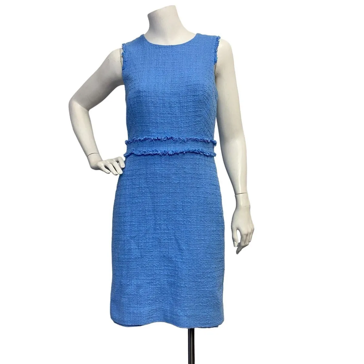 J Crew Sheath Tweed Dress in BRIGHT PERI Periwinkle Blue Sleeveless ...