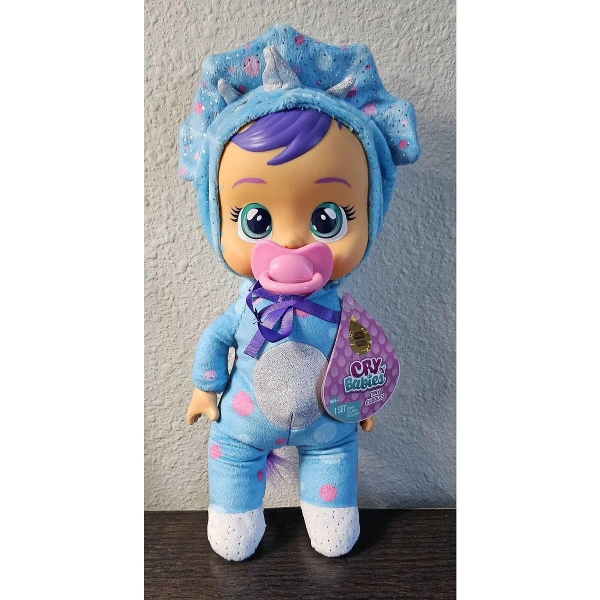 New Cry Babies Tiny Cuddles TINA the DINOSAUR Plush Baby Doll Tears 10 ...