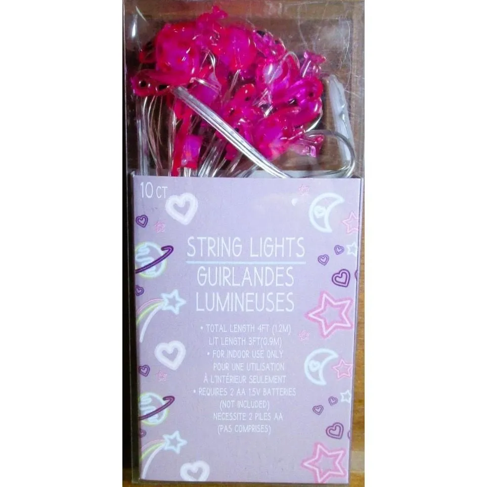 Pink Flamingo LED String Lights 10 count Battery Power DIY Crafts ...