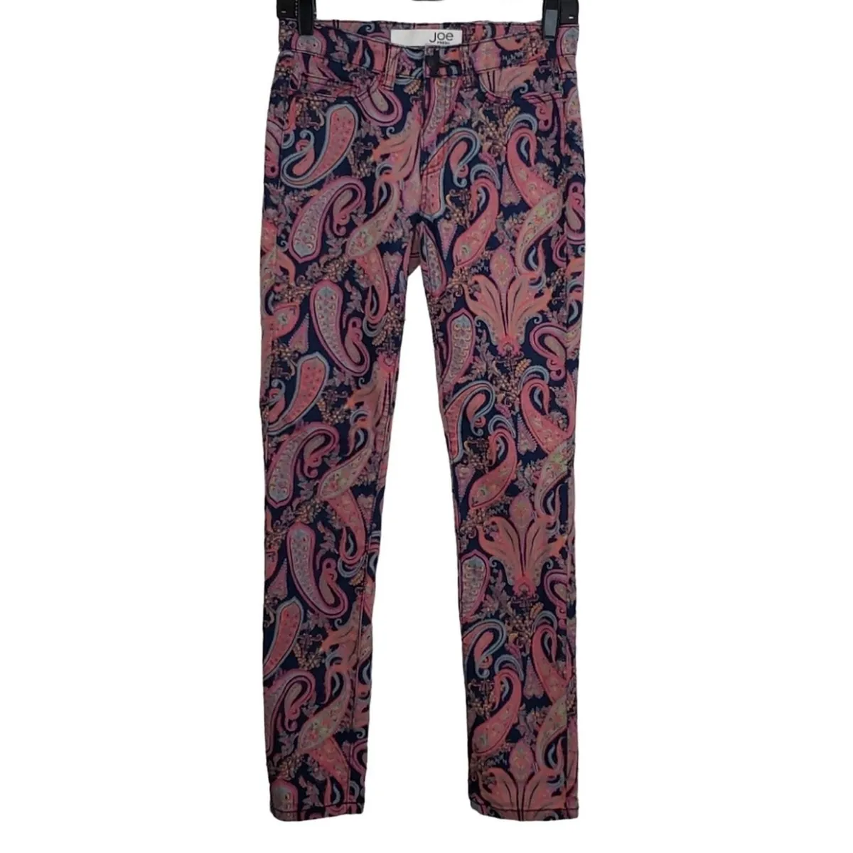 Joe Fresh Slim Fit Blue & Pink Paisley Stretch Jeans Size 0 Festival ...