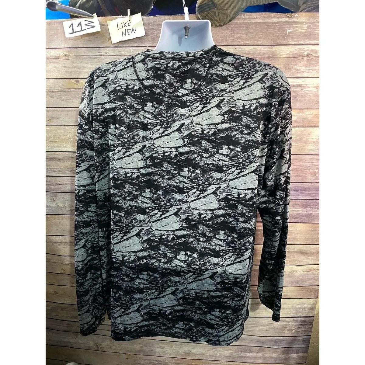 Reel Legends XL Freeline Fishing Long Sleeve T Shirt Black White UPF 30 ...